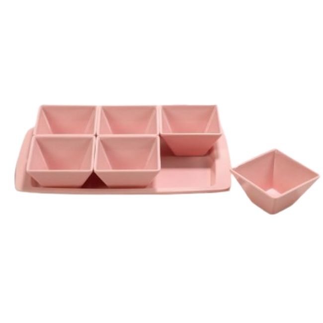 SET 6 BOWLS C/BANDEJA ROSA – Bazar Mafersa Mayorista